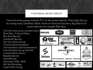 The big 3 major music labels | PPTX