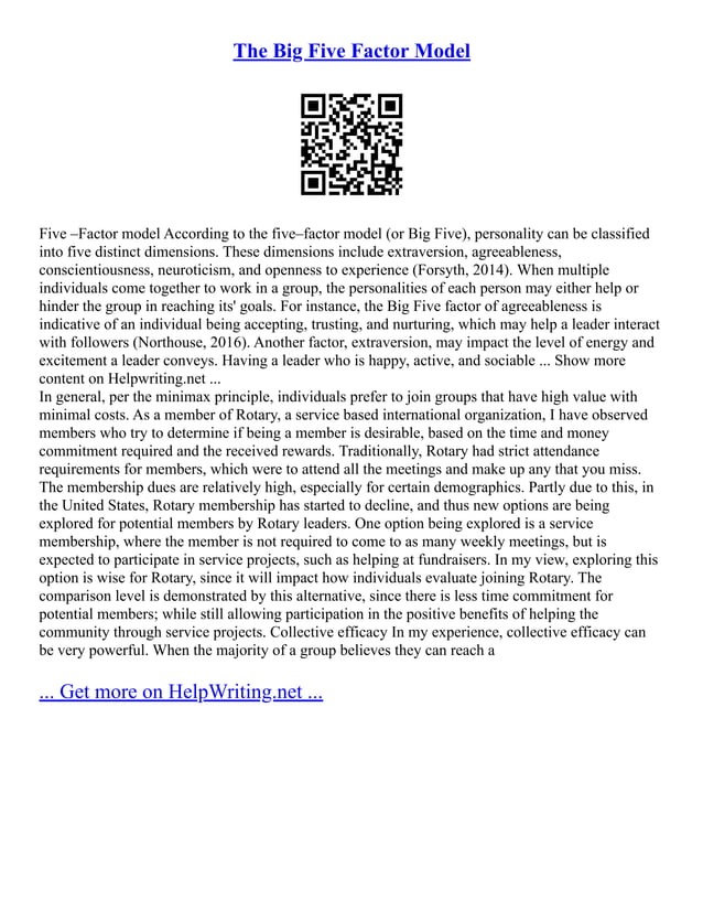 The Big Five Factor Model | PDF