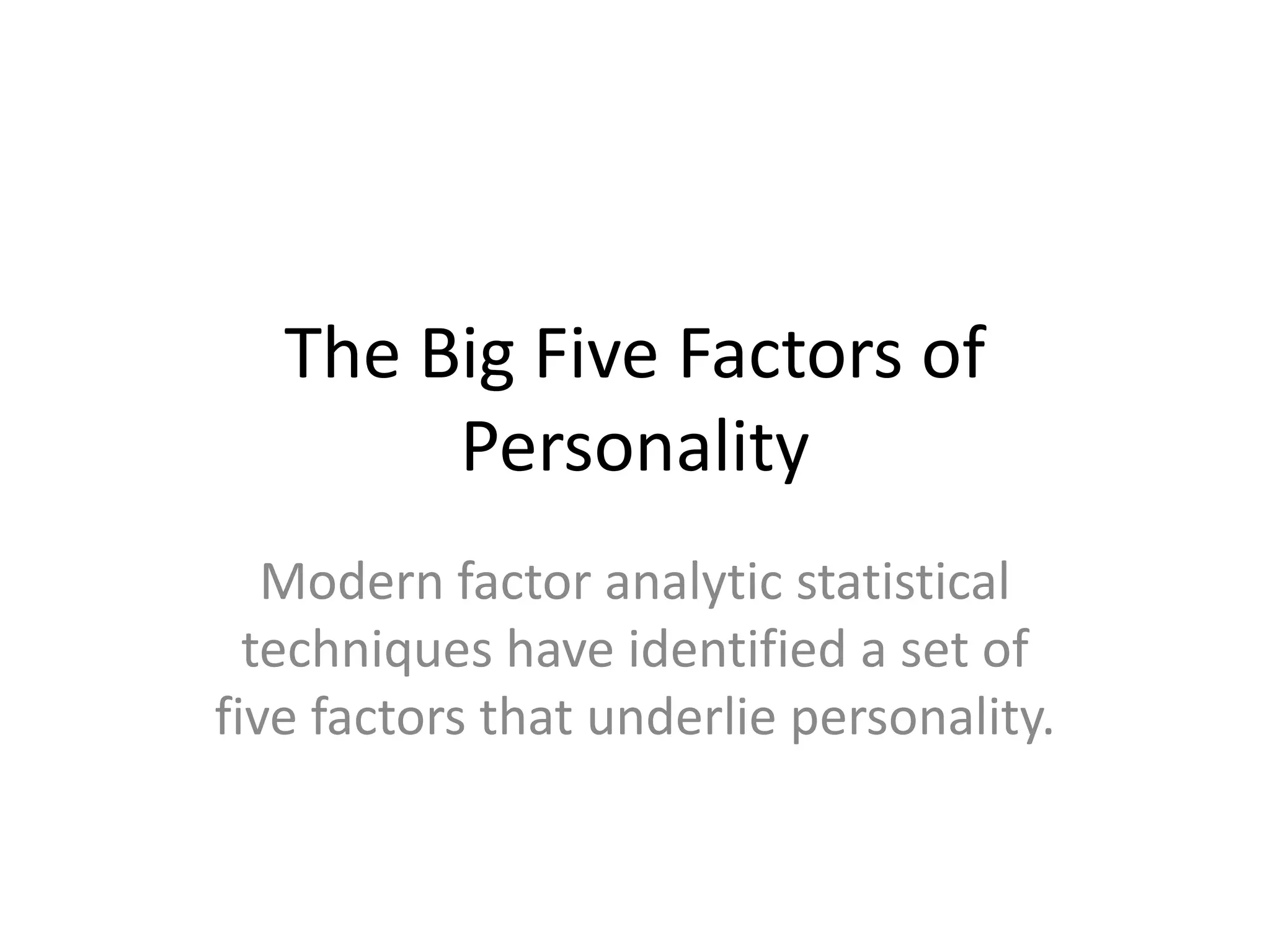 The big five factors of personality | PPTX