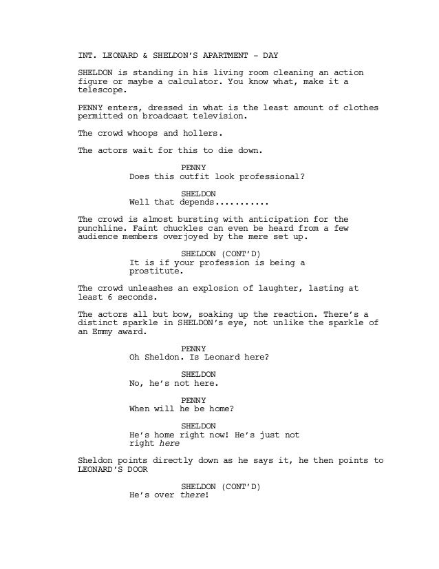 The 3.5 page Big Bang Theory Spec Script: The Biggest Bangest Theroem