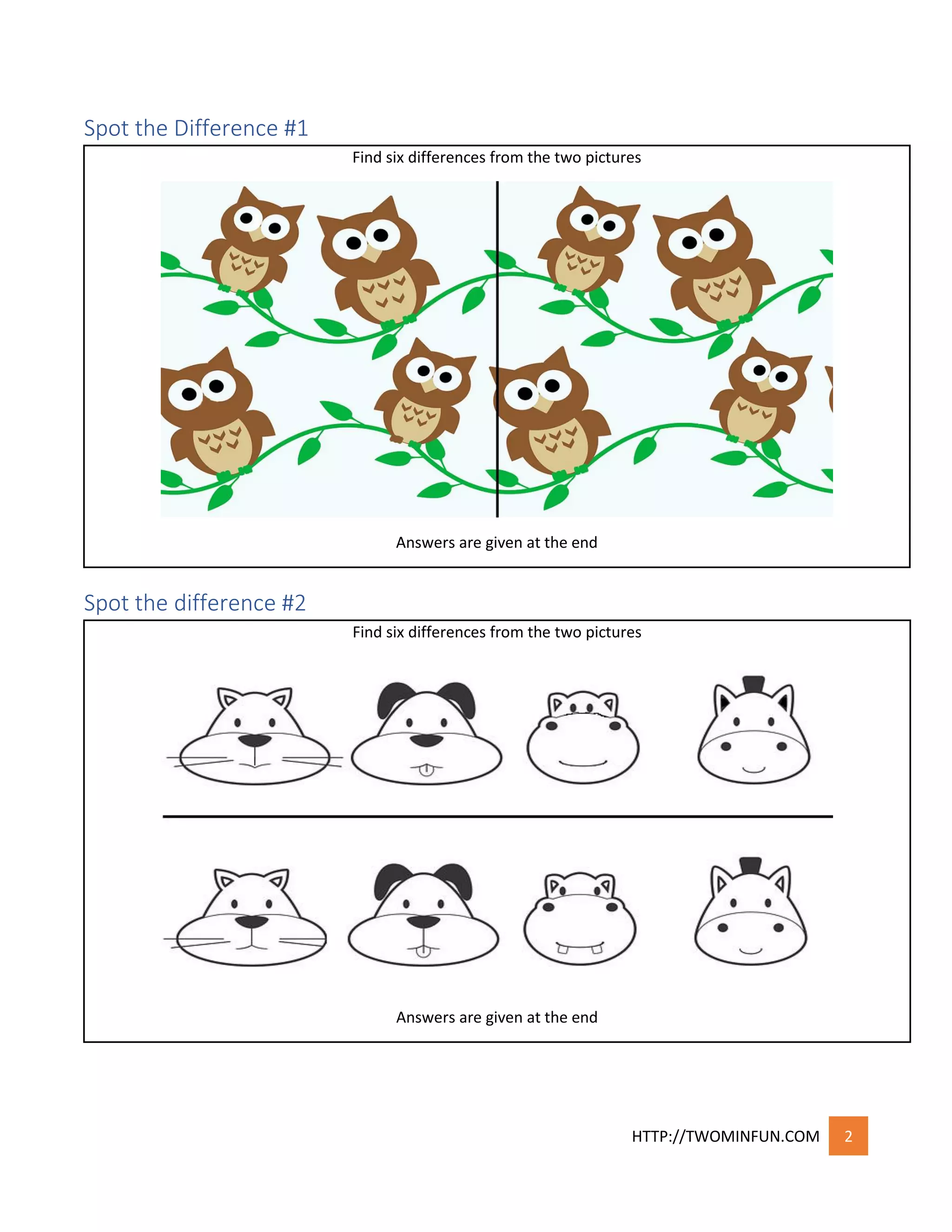 Spot The Difference Puzzle Book | PDF