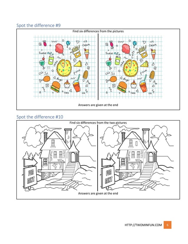 Spot The Difference Puzzle Book | PDF | Games and Puzzles | Hobbies & Interests