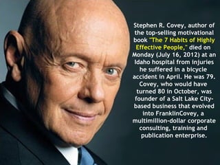 The big rock of life-Tribute to Dr Covey | PPS