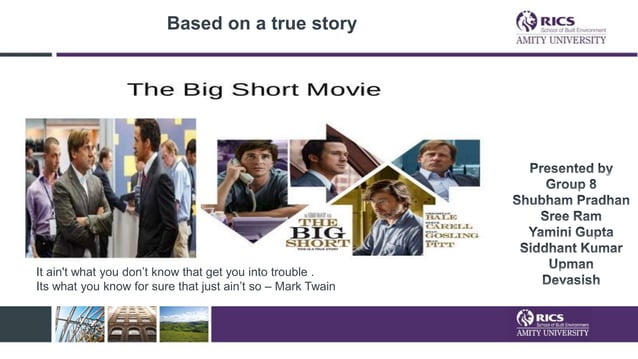 The big short | PPTX | Home Financing | Personal Debt