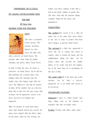 The bike ok! - reading guide | DOCX