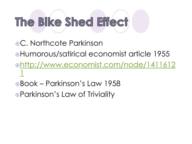 The Bike Shed Effect versus Sweating the Small Stuff | PPTX | Cycling ...