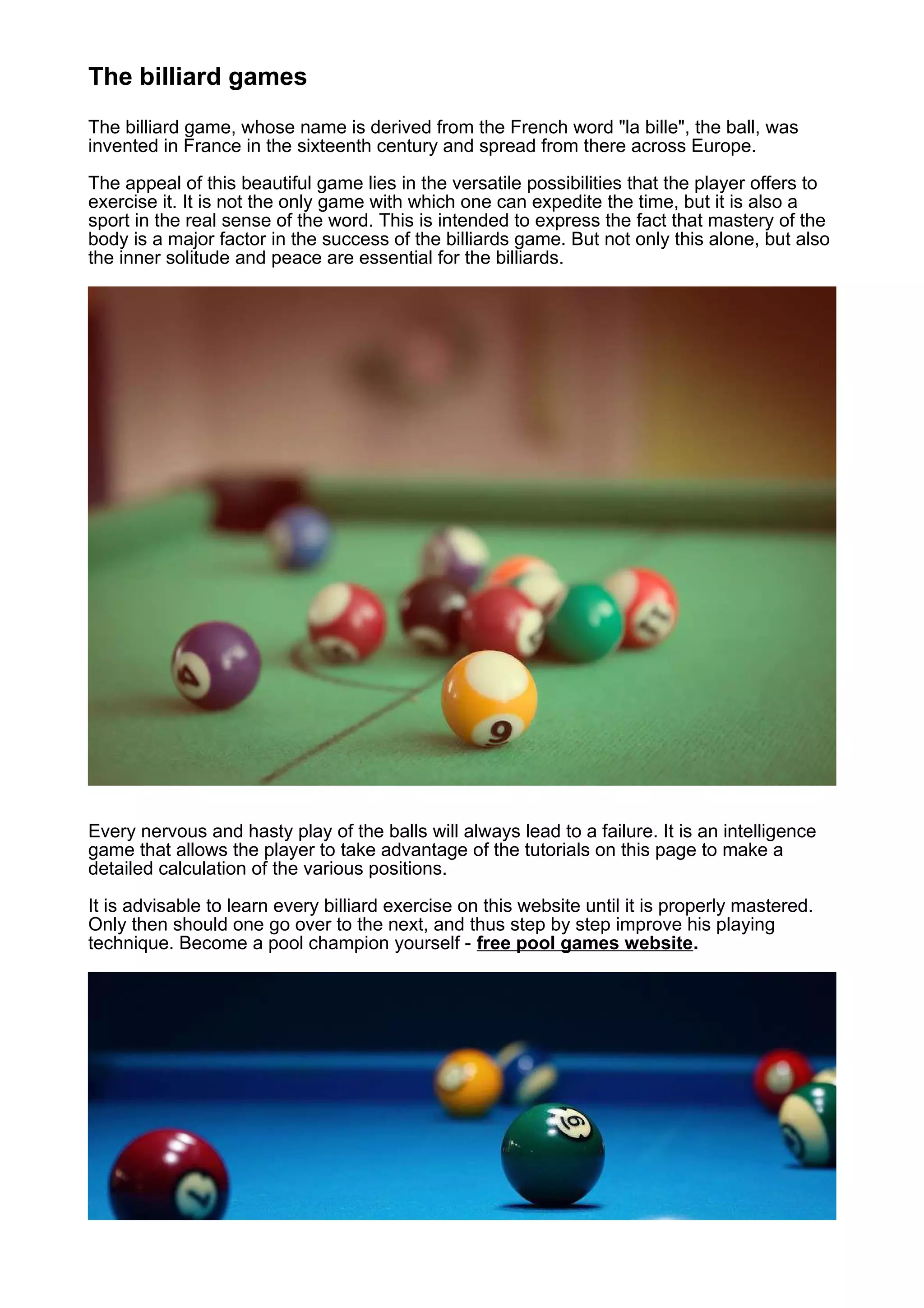 The billiard games | PDF