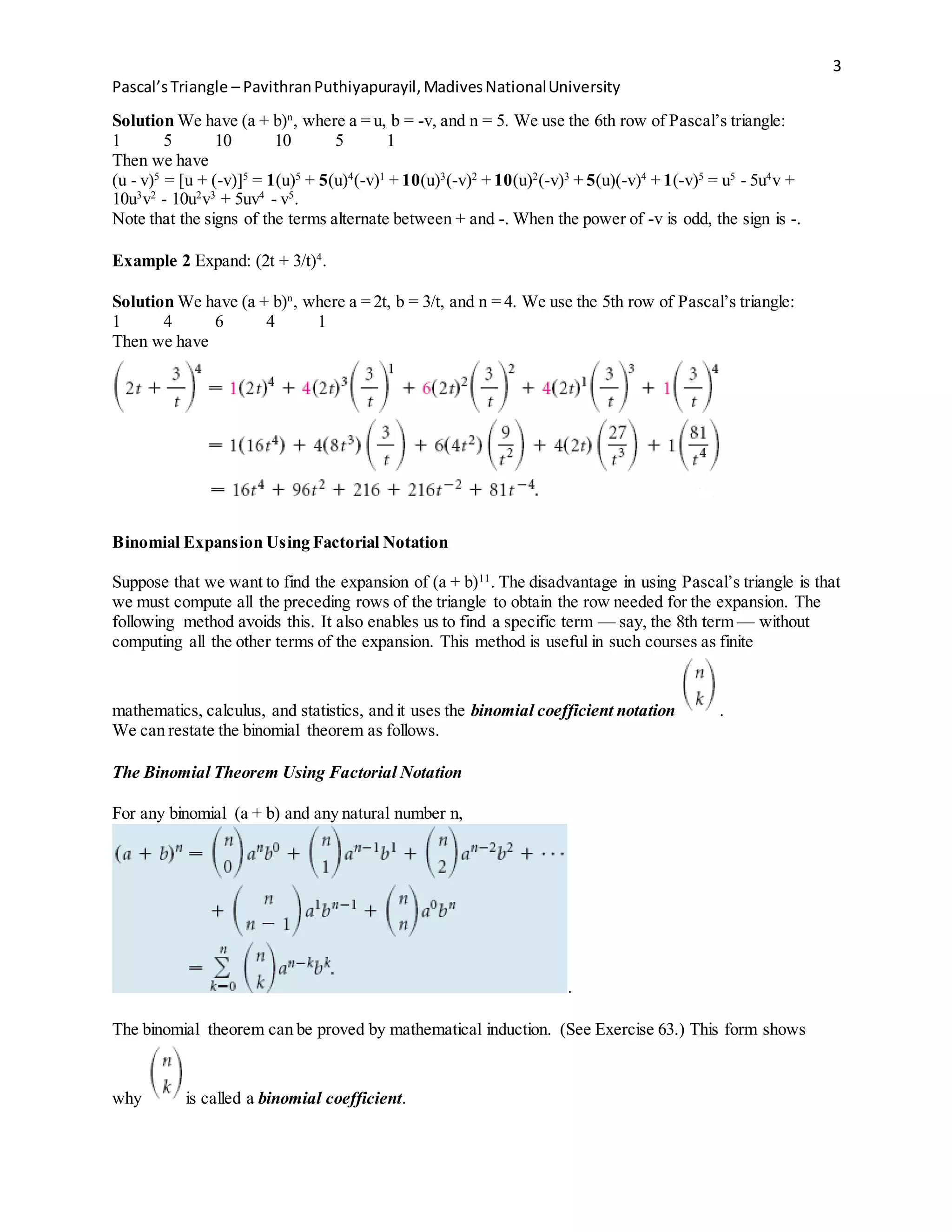 The binomial theorem | DOCX | Physics | Science