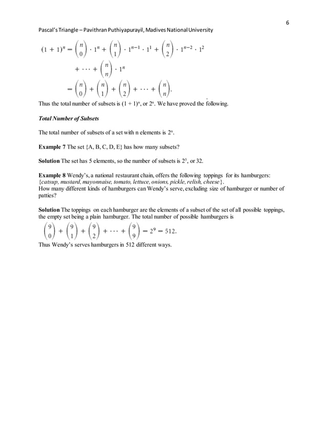 The Binomial Theorem Docx Physics Science