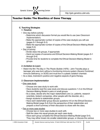 The Bioethics Of Gene Therapy | PDF