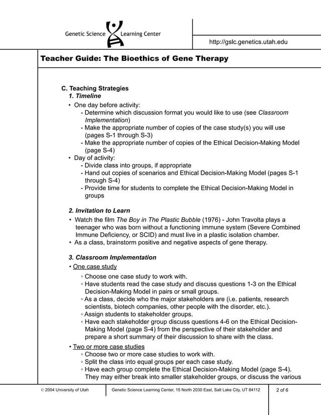 The Bioethics Of Gene Therapy | PDF | Genetics | Science