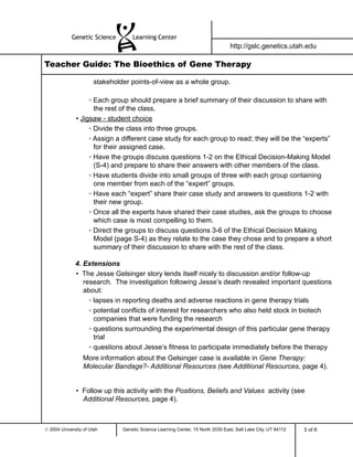 The Bioethics Of Gene Therapy | PDF