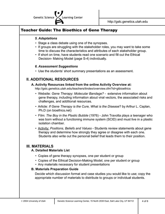 The Bioethics Of Gene Therapy | PDF | Genetics | Science