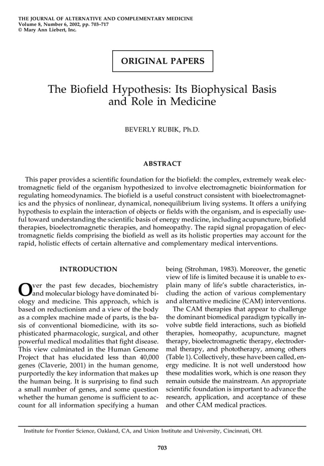 The biofield hypothesis | PDF