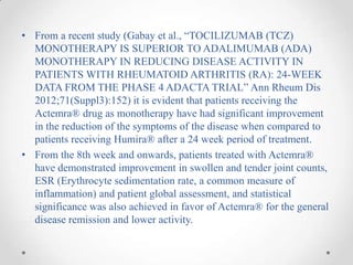 The biologic drug actemra® to dramatically increase the benefit of ...