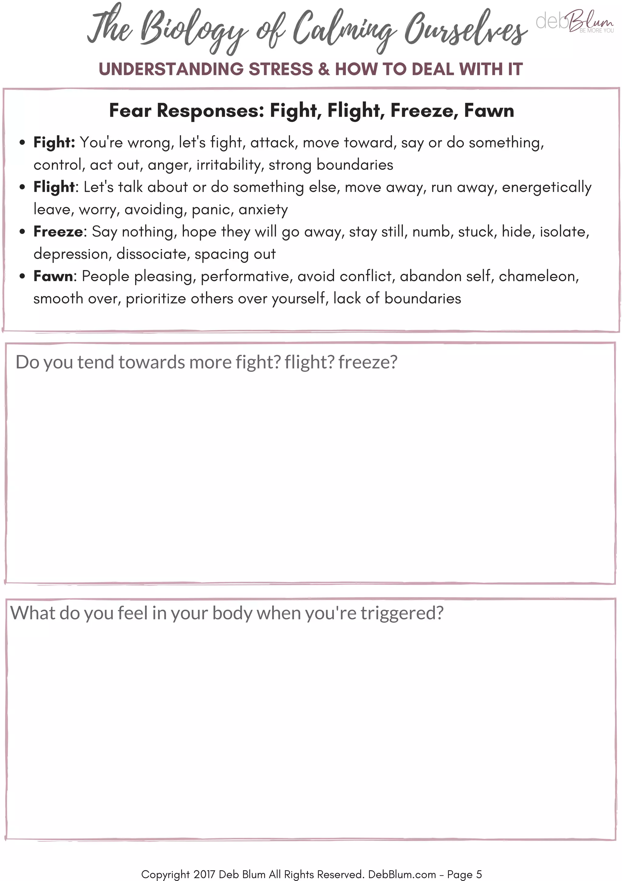 The Biology of Calming Ourselves Workbook | PDF