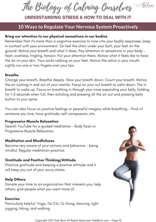 The Biology of Calming Ourselves Workbook | PDF