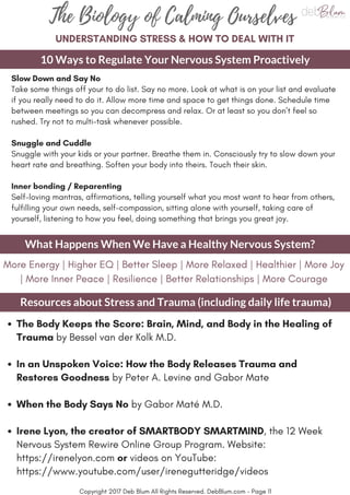The Biology of Calming Ourselves Workbook | PDF