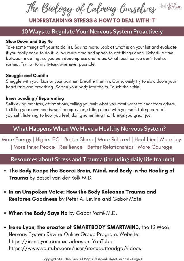 The Biology of Calming Ourselves Workbook | PDF