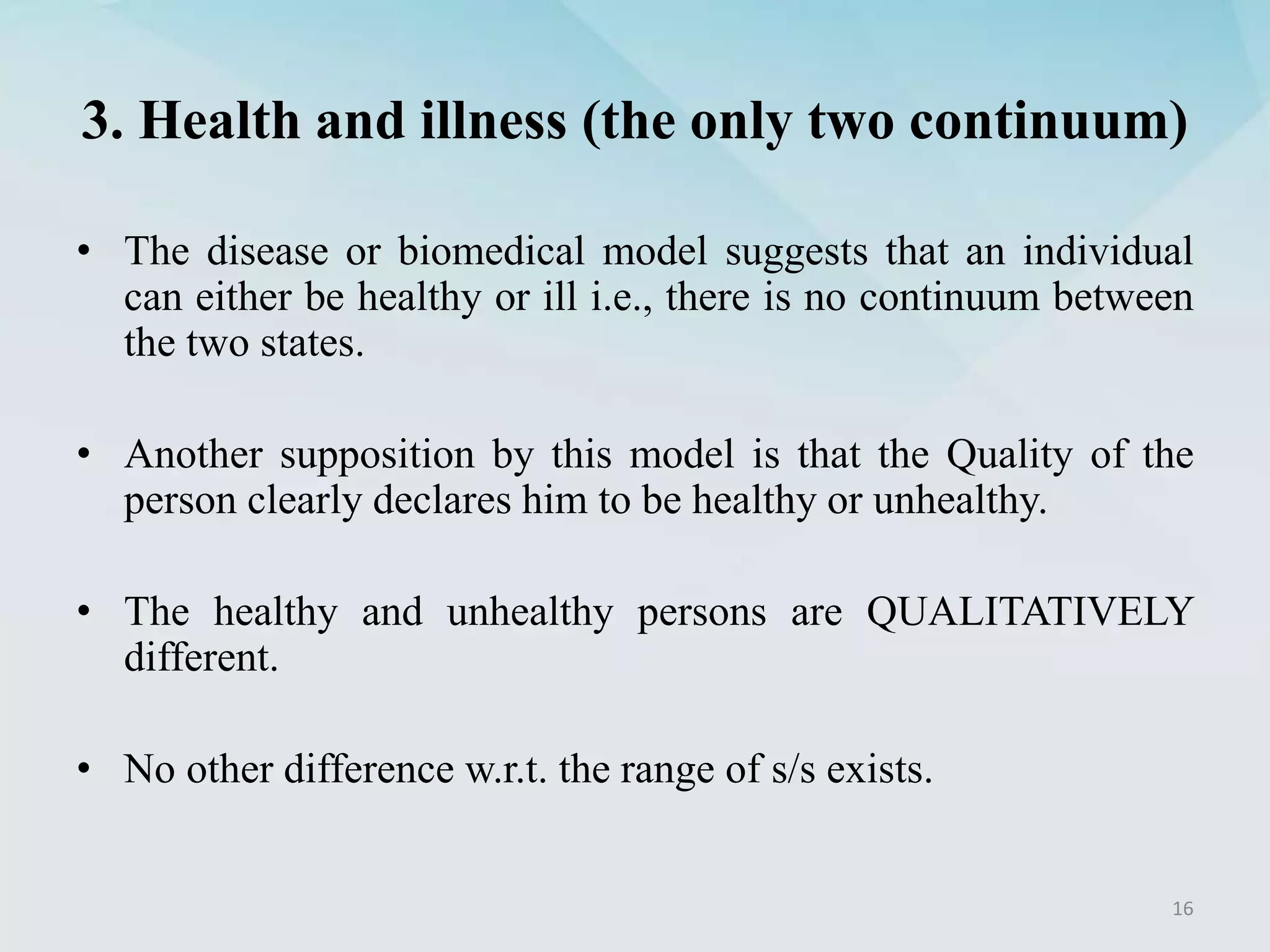 THE BIOMEDICAL MODEL OF HEALTH | PPTX