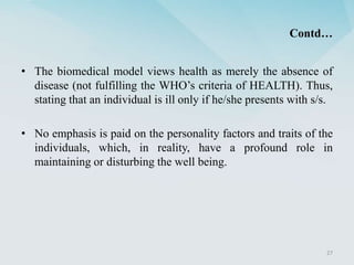 THE BIOMEDICAL MODEL OF HEALTH | PPTX