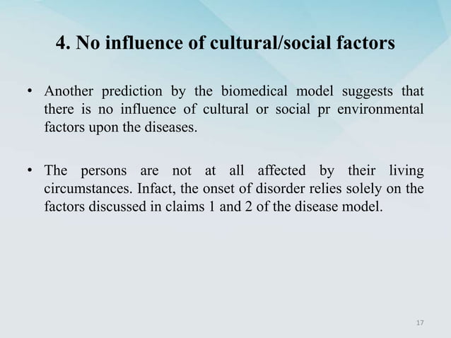 THE BIOMEDICAL MODEL OF HEALTH