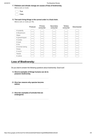 The biosphere Review | PDF | Biological Sciences | Science
