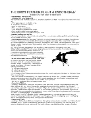 The birds feather flight | Flight of Aves | DOCX