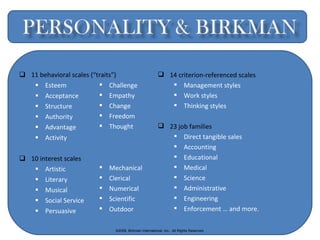 The Birkman Method | PPT | Executive Leadership & Management | Business