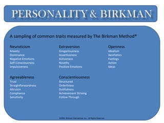 The Birkman Method | PPT | Executive Leadership & Management | Business
