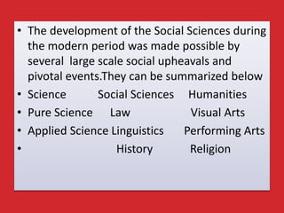 The Birth and Growth of the Social Sciences | PPTX