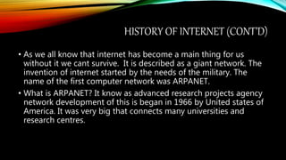 Electronic Media (History Of internet) | PPTX