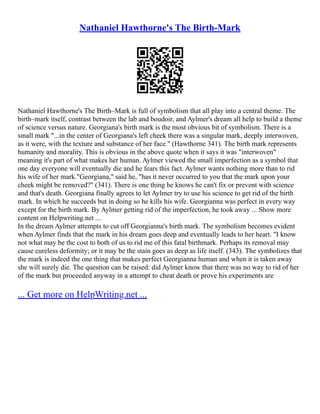 Nathaniel Hawthorne The Birthmark Symbolism