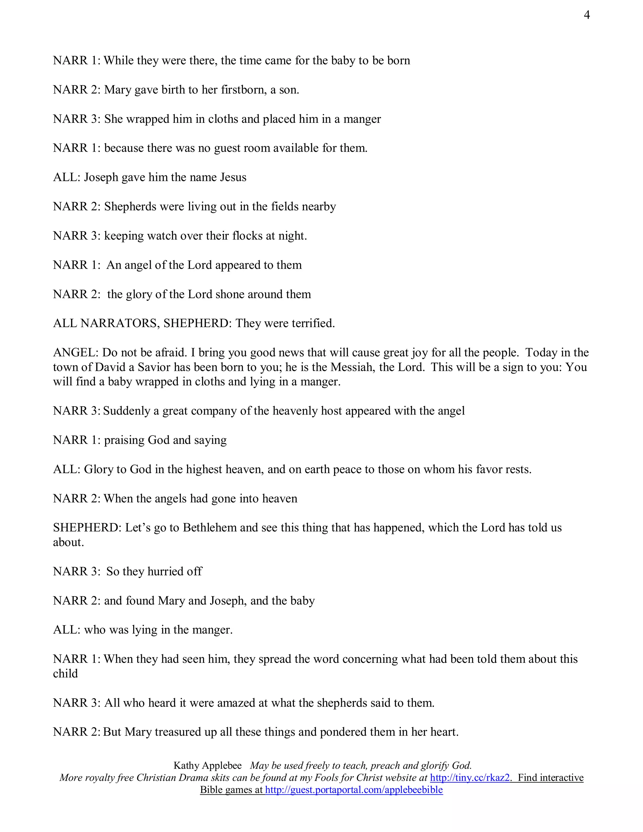 The Birth of Jesus Reader's theater script | PDF