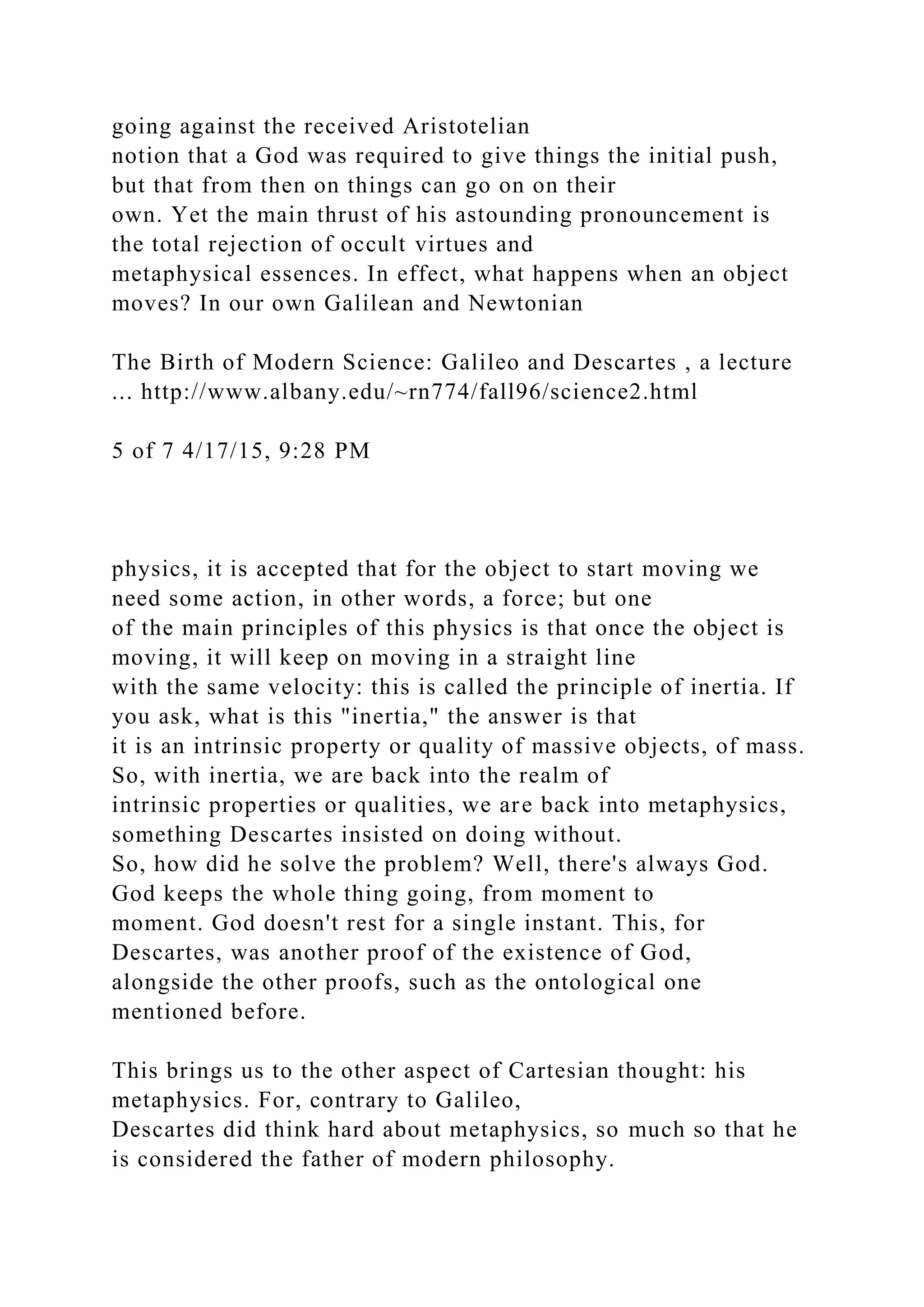 The Birth of Modern Science Galileo andDescartes , a lectur.docx
