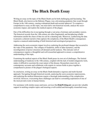 The Black Death Essay. Pine Manor College | PDF | Infectious Diseases ...