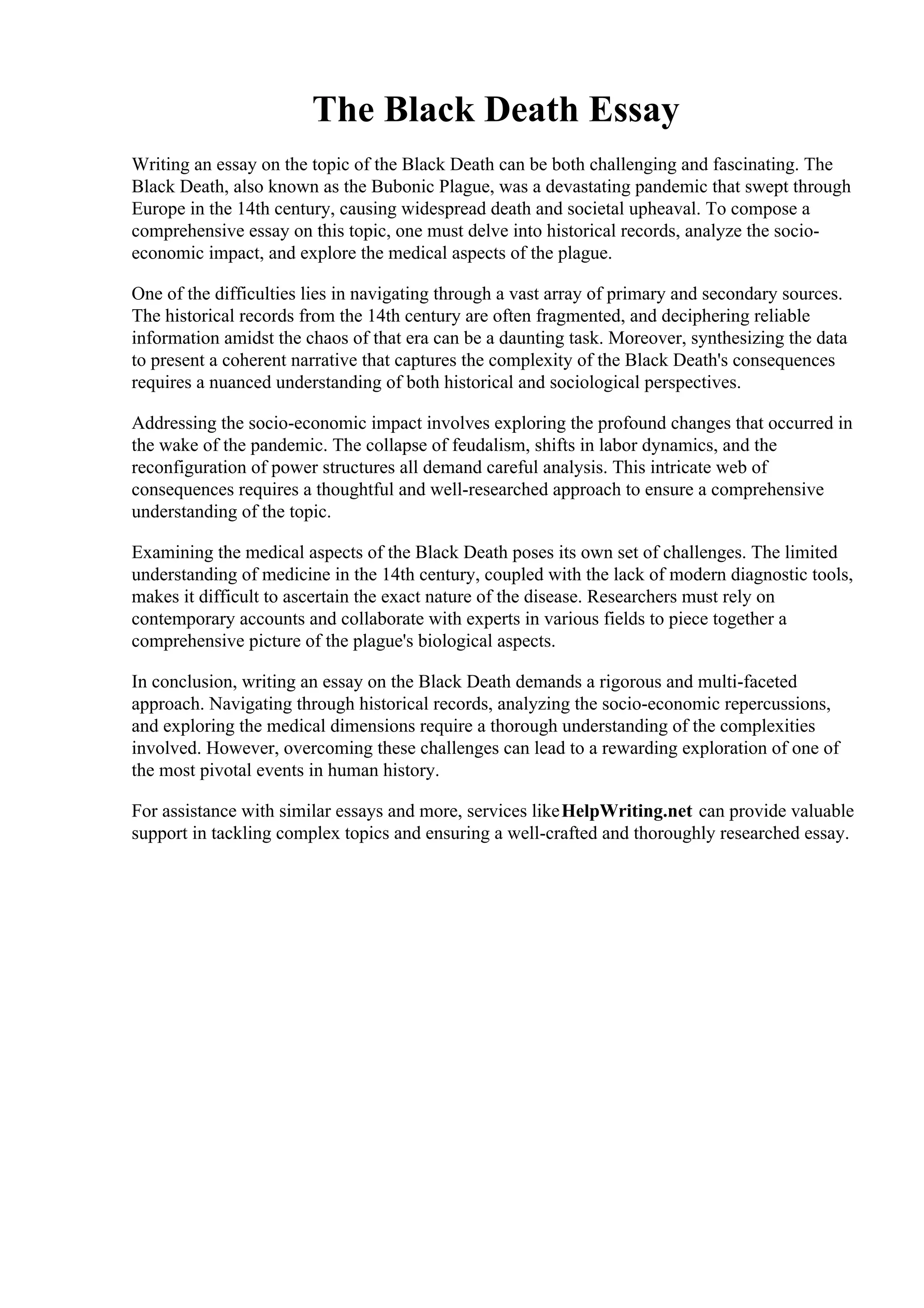 The Black Death Essay | PDF