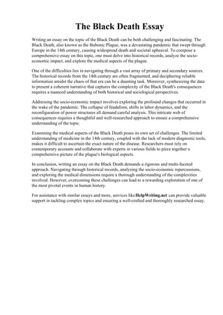 The Black Death Essay | PDF