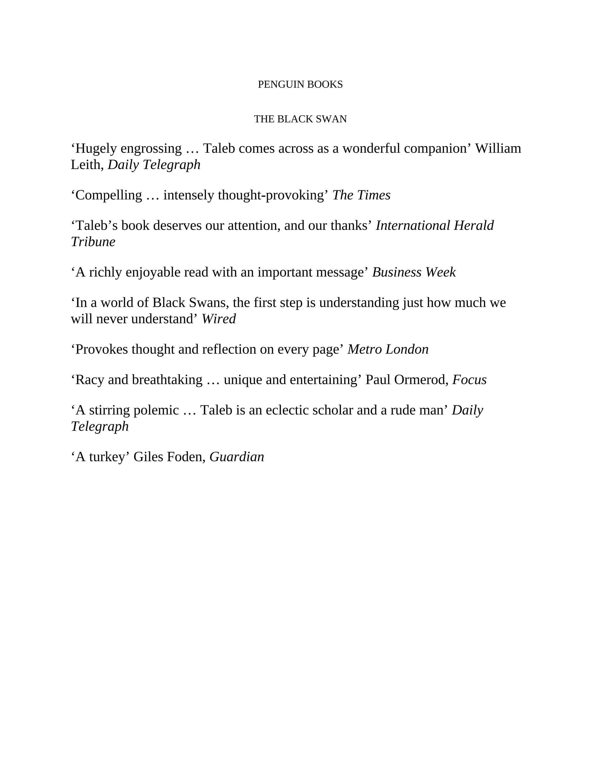 Taleb - The Black Swan | PDF