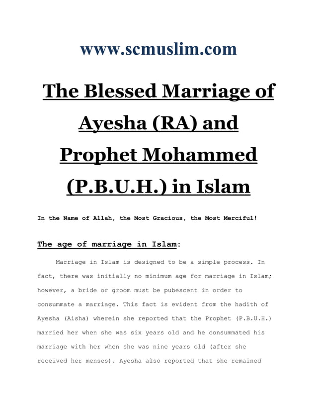 The blessed marriage of ayesha (ra) and prophet mohammed (p.b.u.h.) in ...