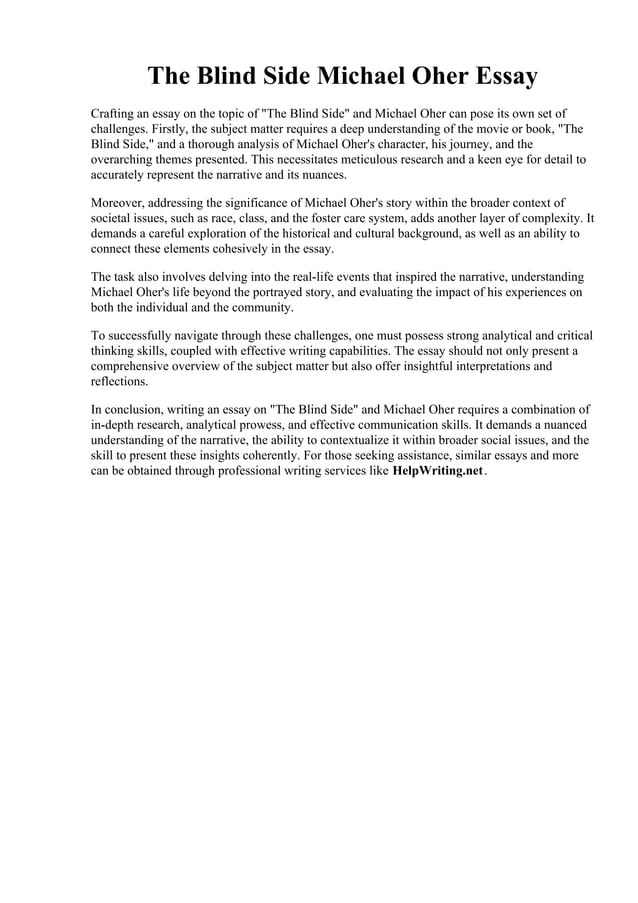 The Blind Side Michael Oher Essay | PDF