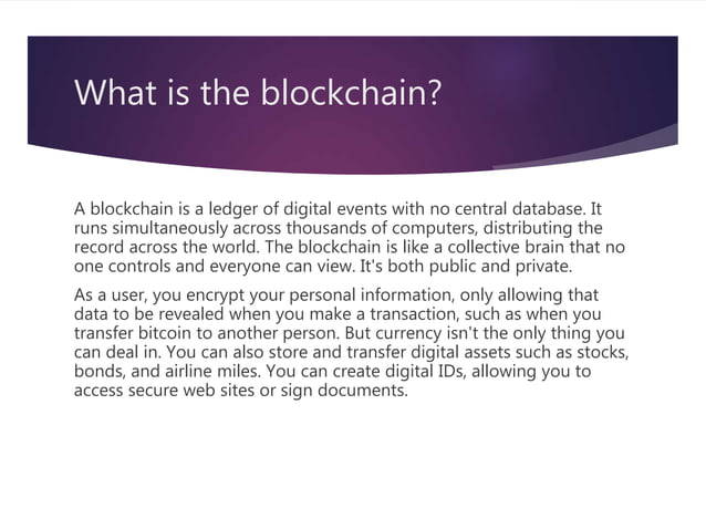 The blockchain disruption | PPT