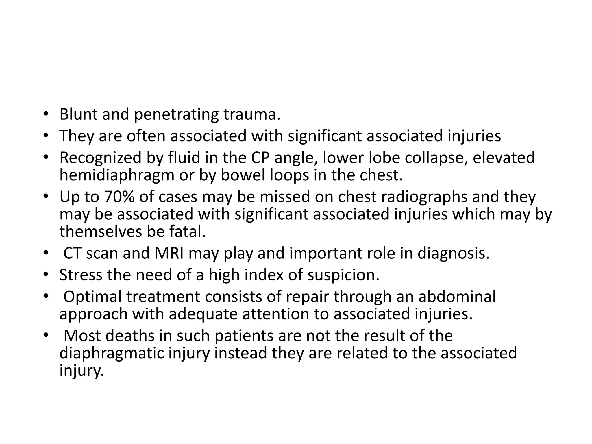 The blunt cp angle in trauma pts-diaphragmatic hernias | PPTX | Death ...