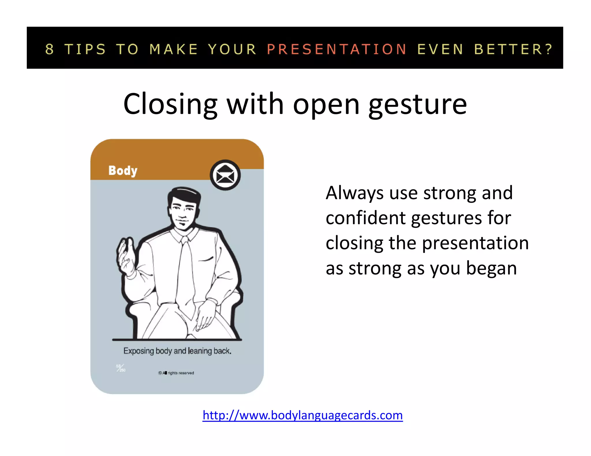 The body language cards for a successful presentation | PPT