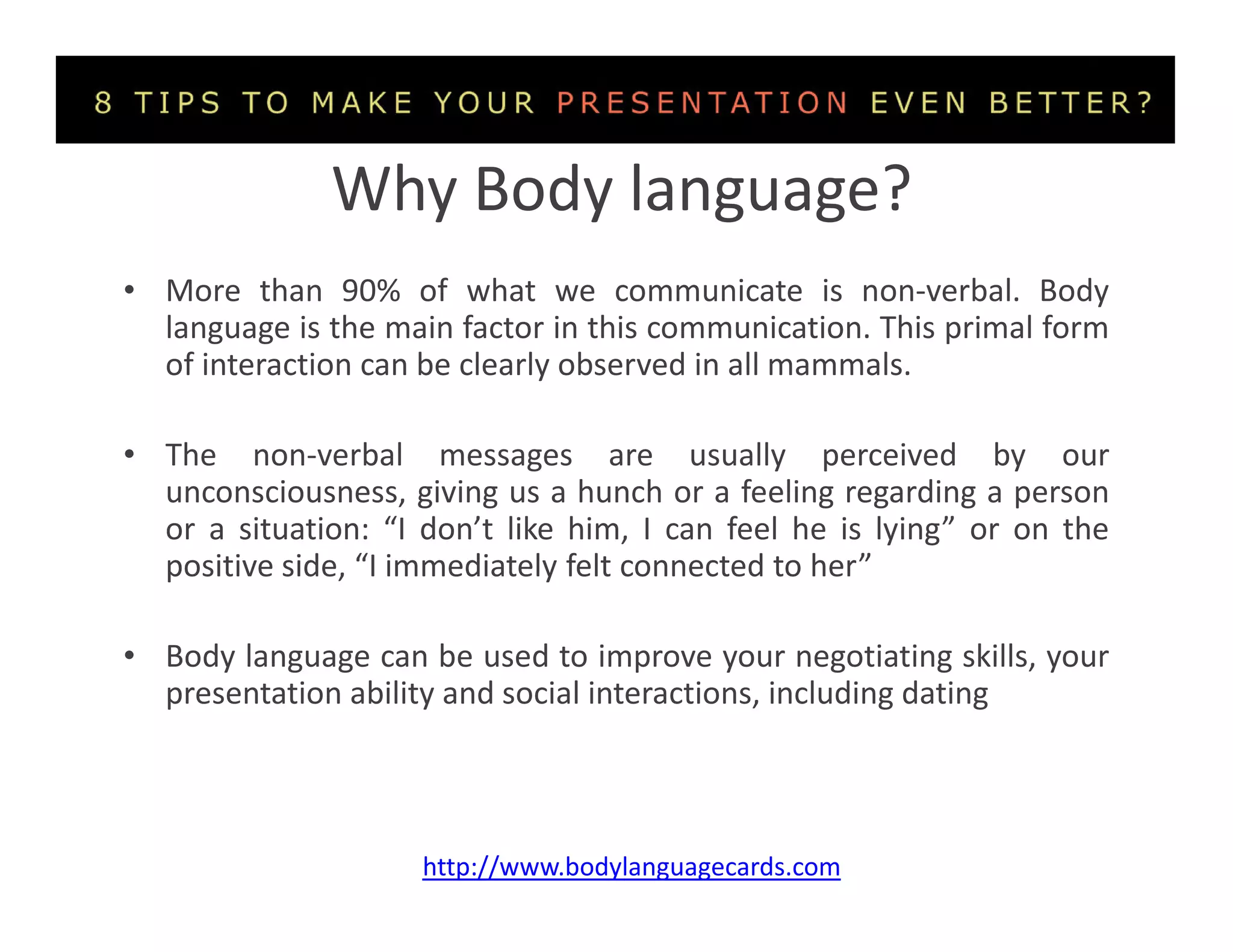 The body language cards for a successful presentation | PDF