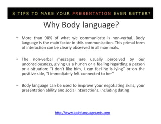 The body language cards for a successful presentation | PPT