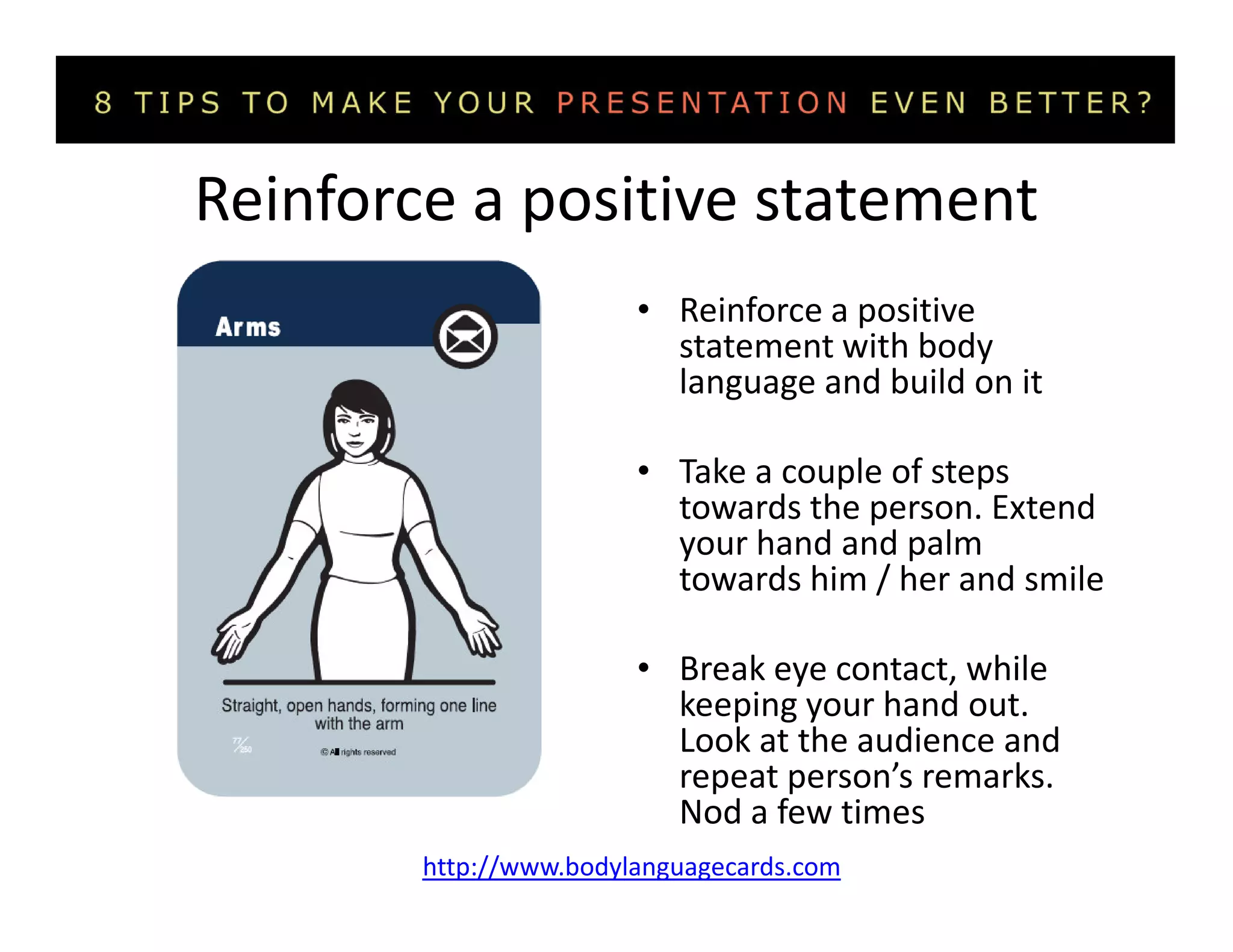The Body Language Cards For A Successful Presentation | PDF