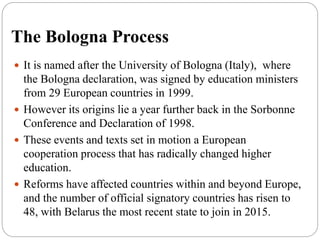 The bologna process | PPTX