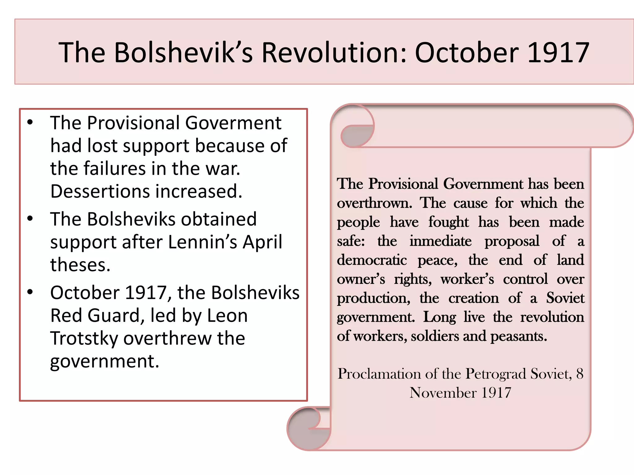 The Bolshevik Revolution and the USSR | PPTX