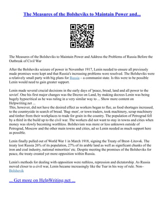 The Bolshevik Tactics That Allowed The October Revolution | PDF